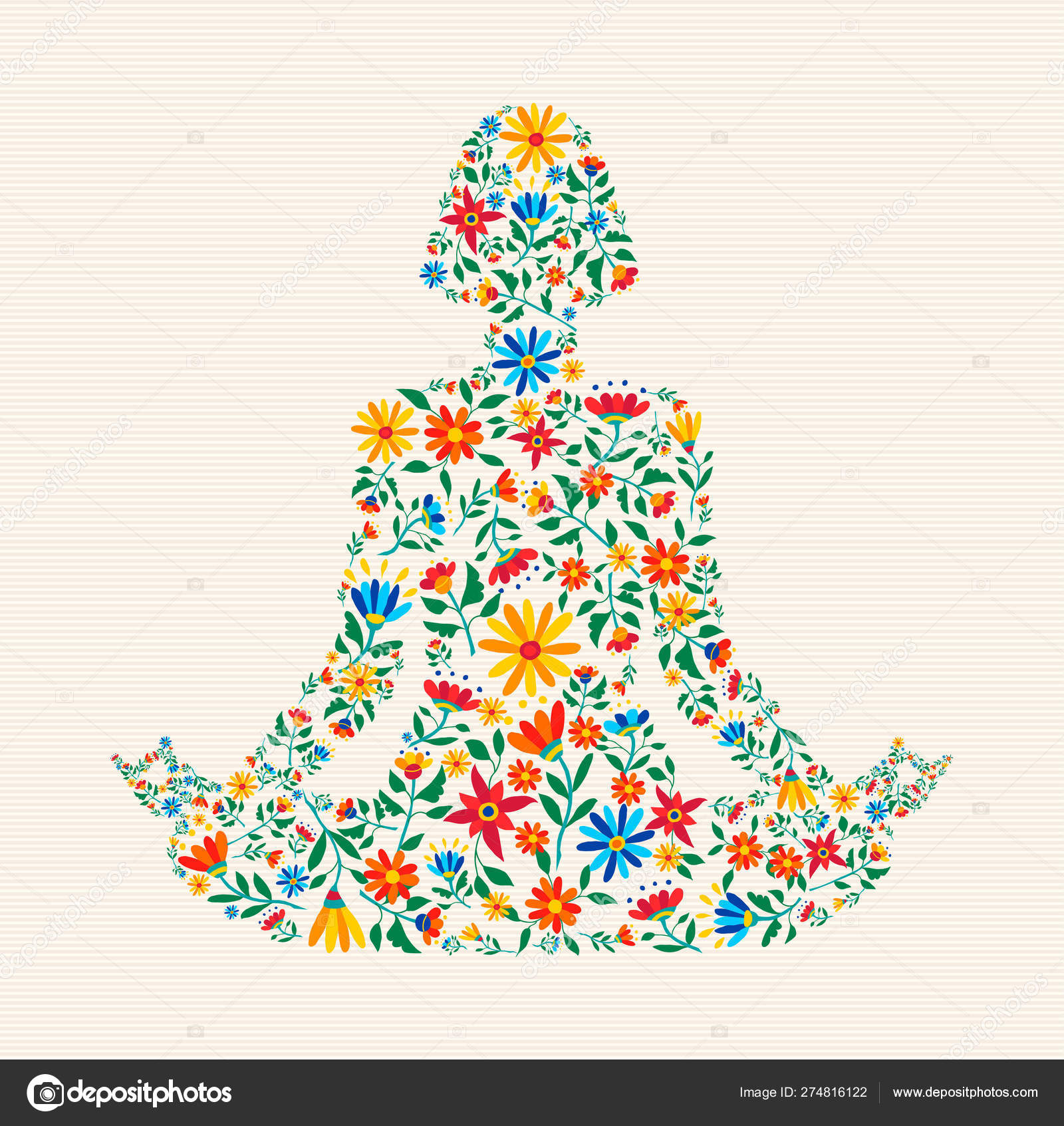 Yoga meditation pose made of colorful flowers — Stock Vector © cienpies ...