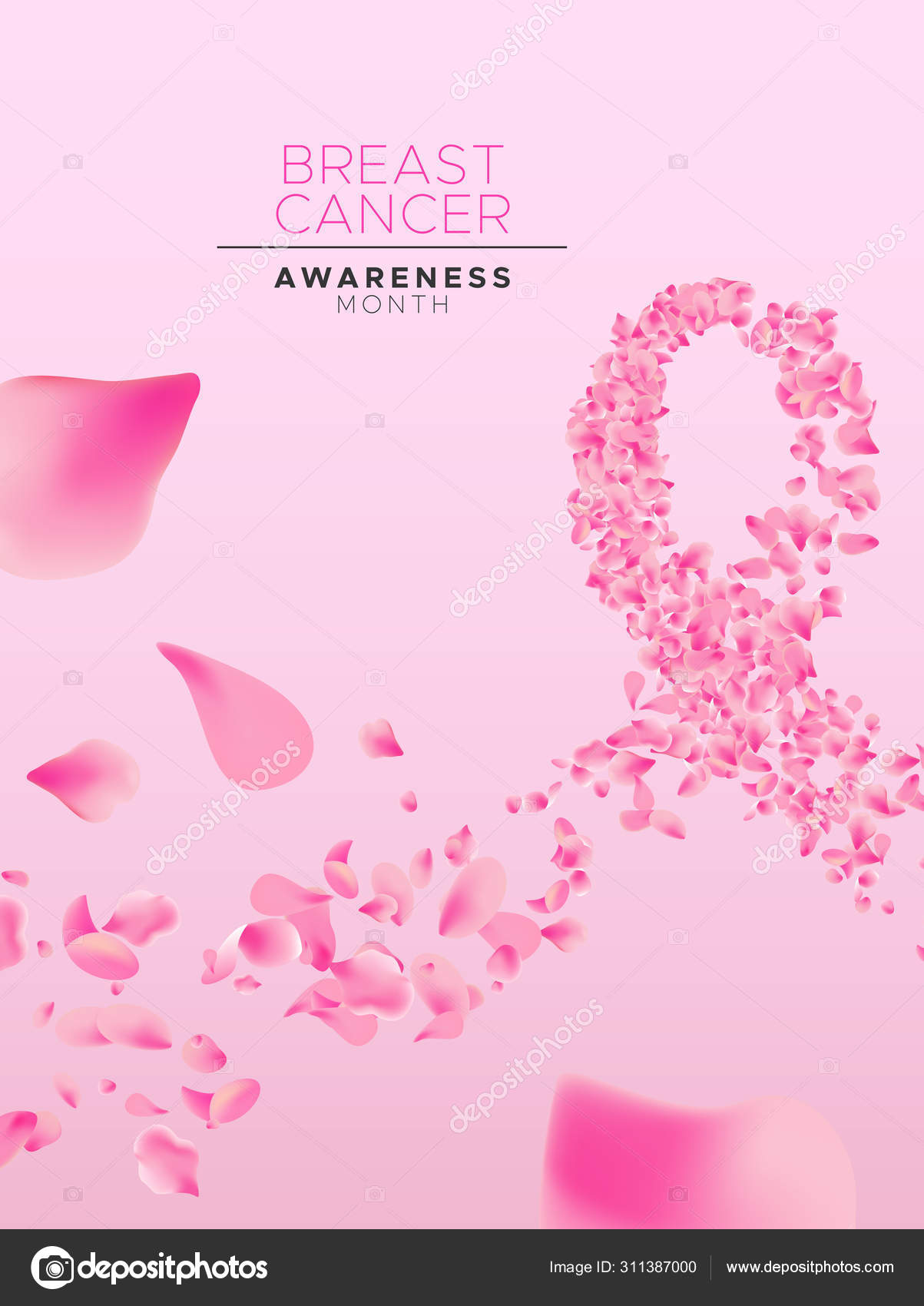 Breast cancer awareness pink flower petal ribbon Stock Vector by ...