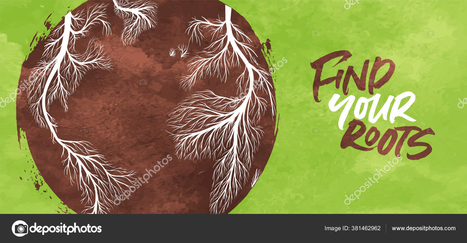 Find Your Roots Banner Illustration Handmade Planet Earth Green World ...
