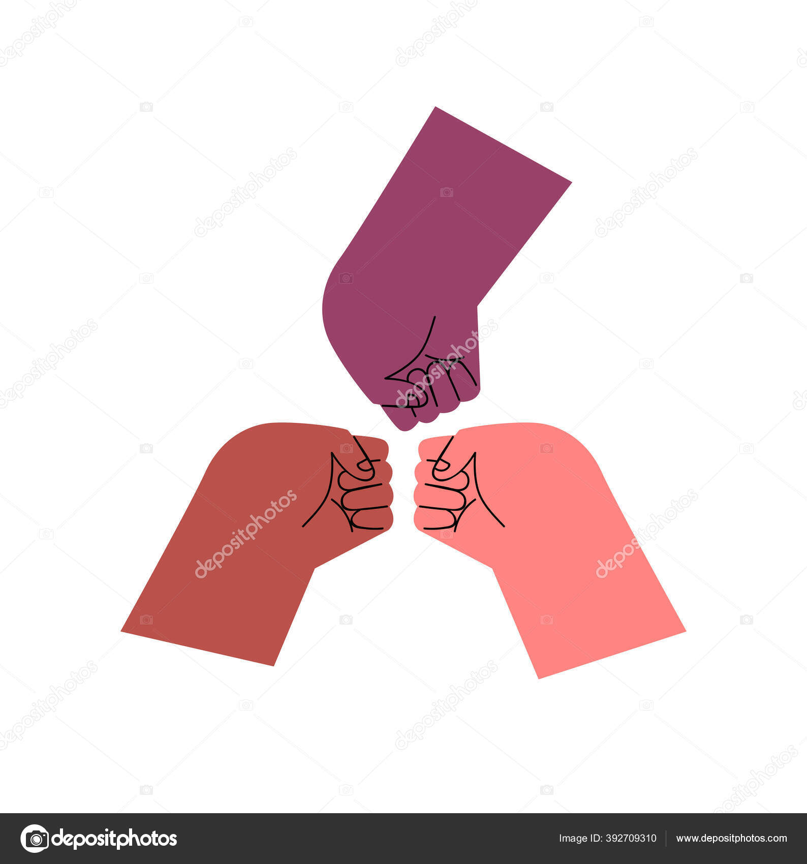 Diverse People Group Doing Fist Bump Hand Gesture Together Isolated ...