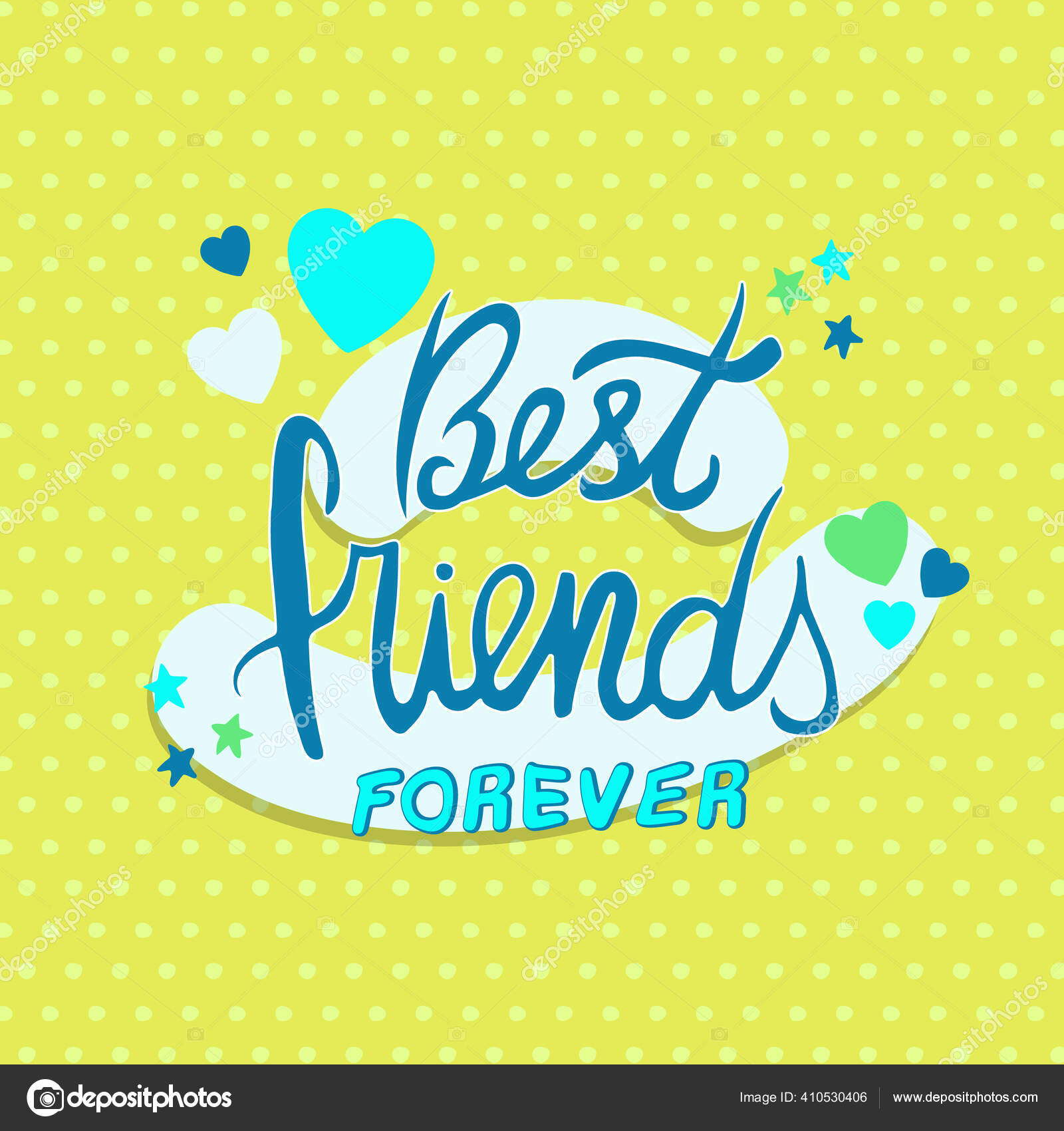 Friendship Day Greeting Card Illustration Cute Best Friends Text Quote ...