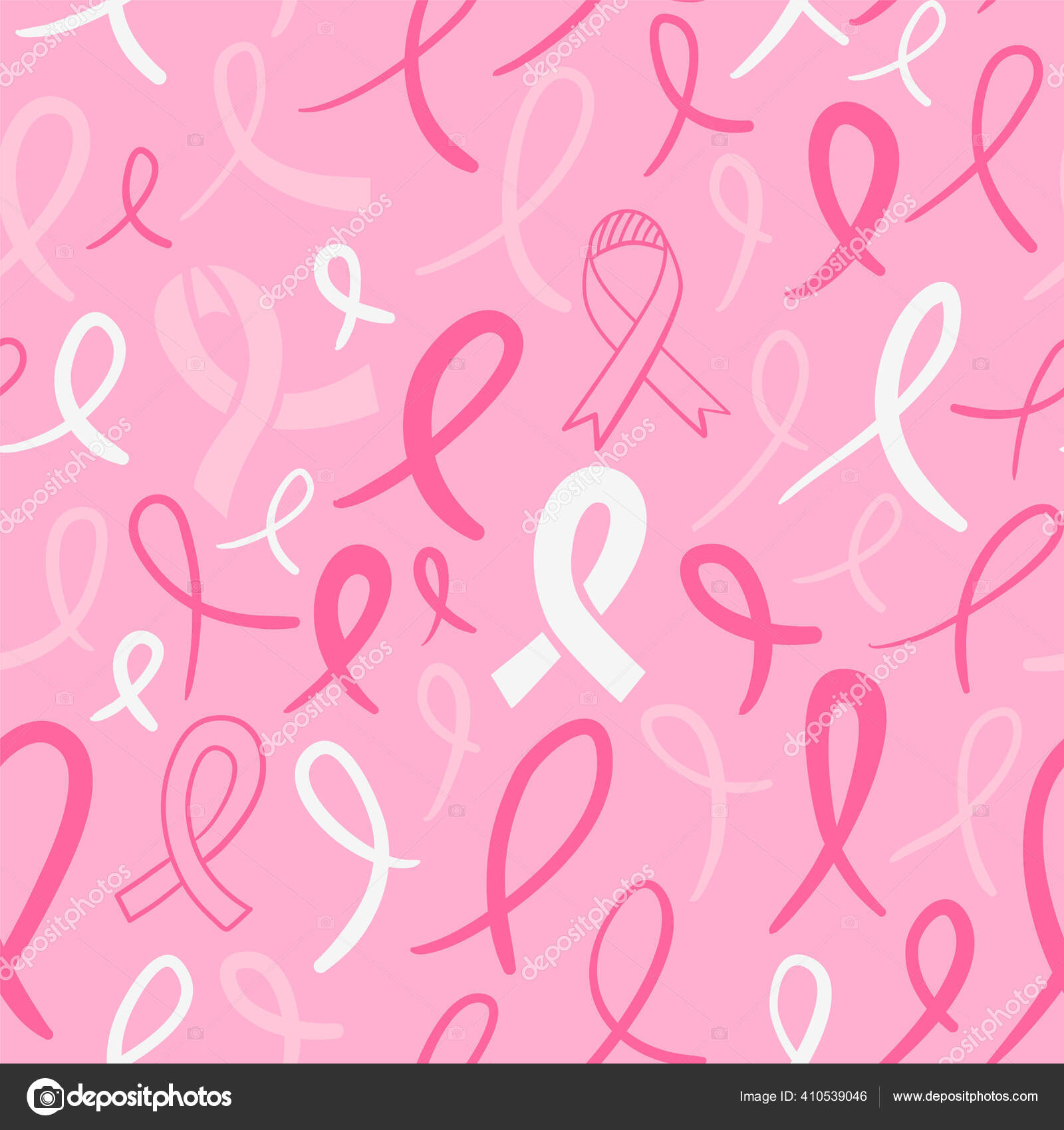 Breast Cancer Awareness Seamless Pattern Simple Pink Ribbon Doodle ...