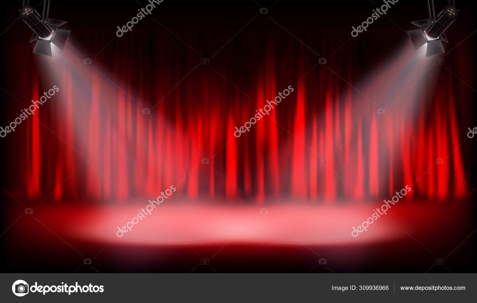 Red Curtain Stage Spotlight