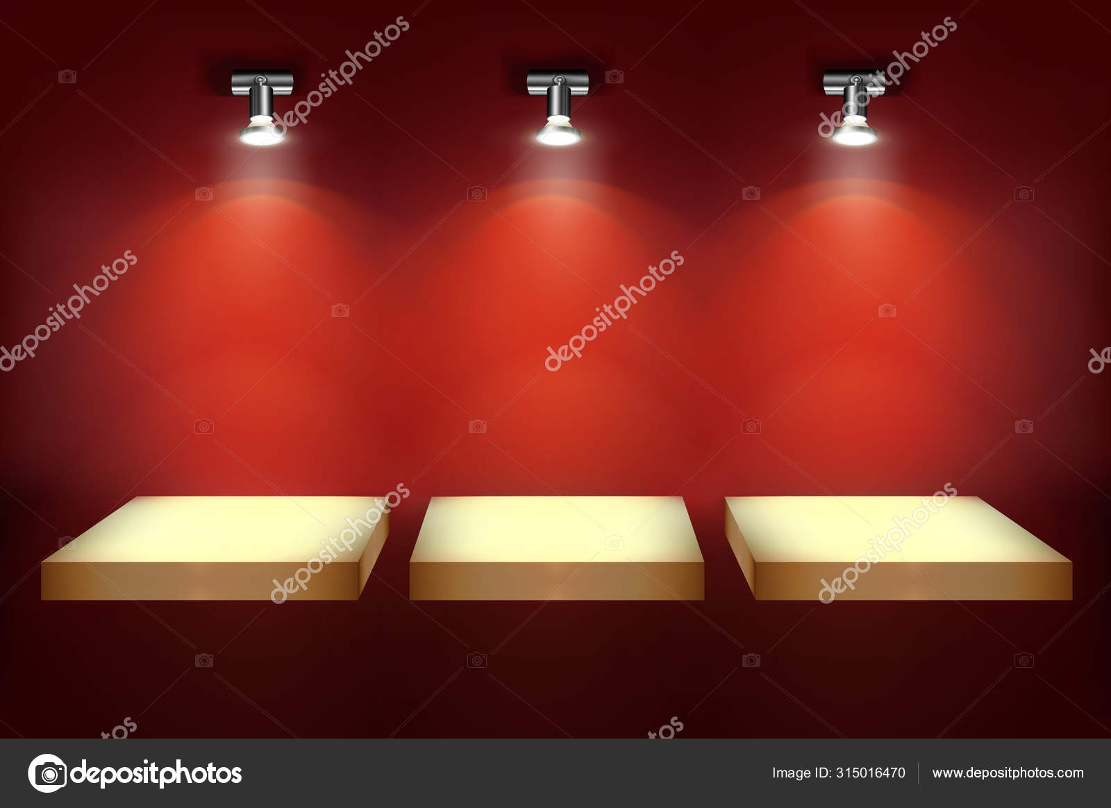 Shelves Store Display Red Background Empty Place Exhibition Shop ...
