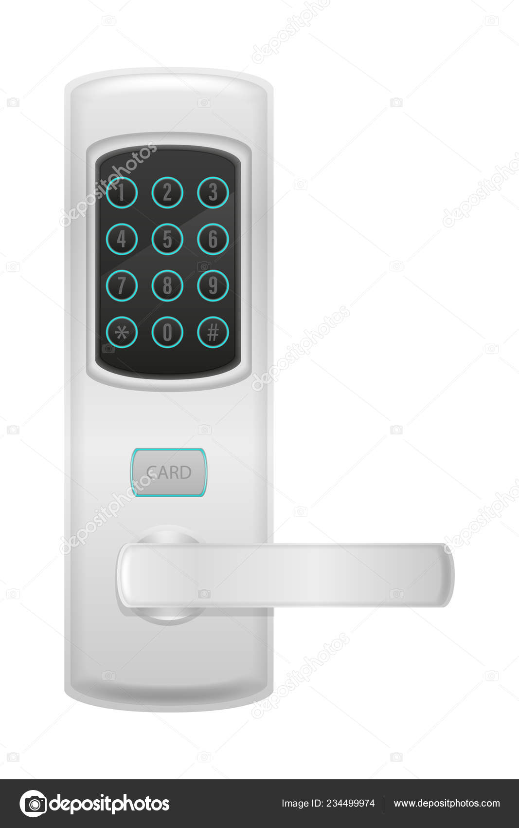 Electronic Lock Handle Knob Electric Drive Vector Illustration Isolated ...
