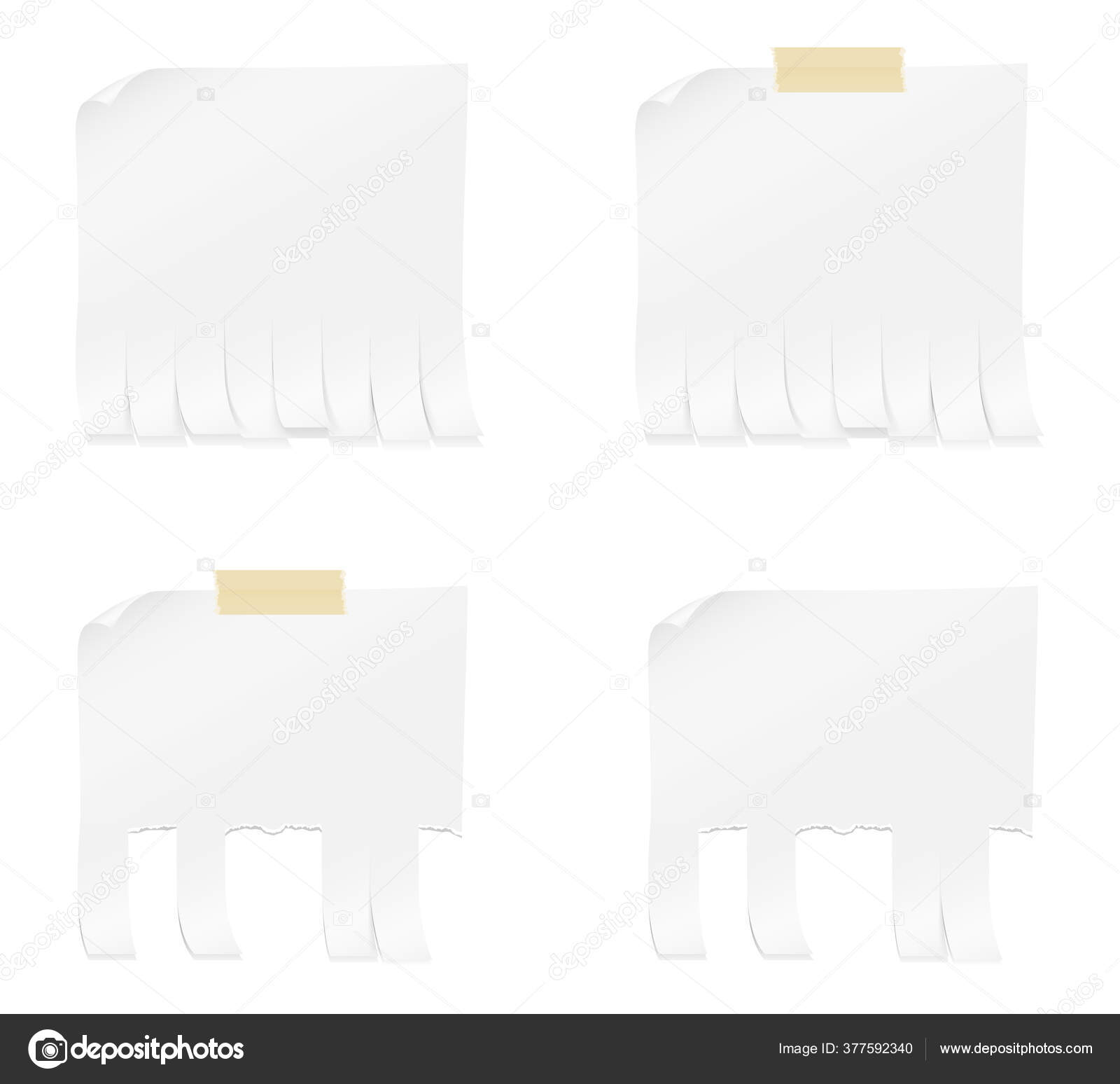Paper Sticking Wall Tear Strips Vector Illustration Isolated White ...