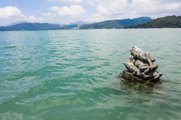 Nine Frog Statue stacks in Sun Moon Lake – Stock Editorial Photo ...