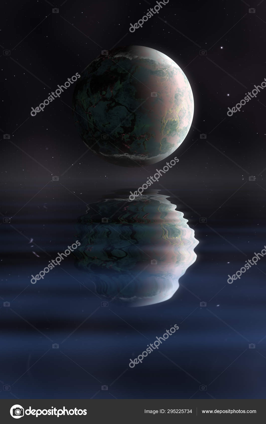 Planet in space with water reflection — Stock Photo © magann #295225734