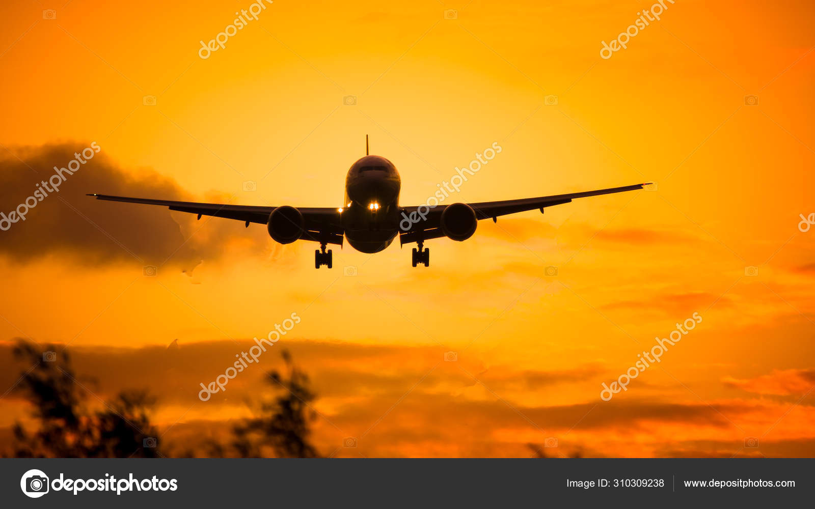 Pretty Sunset Sky With Plane