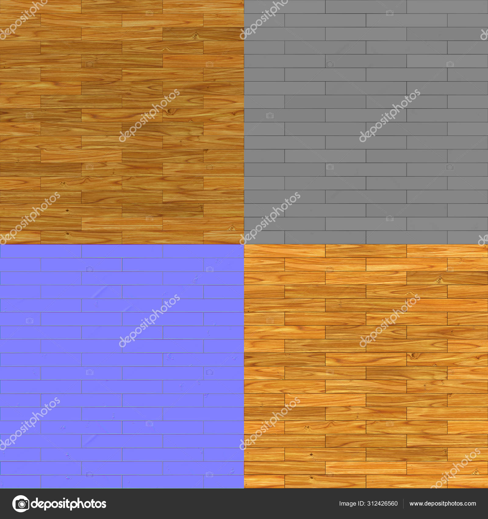 Seamless parquet texture bump map diffuse map and normal map for Stock ...