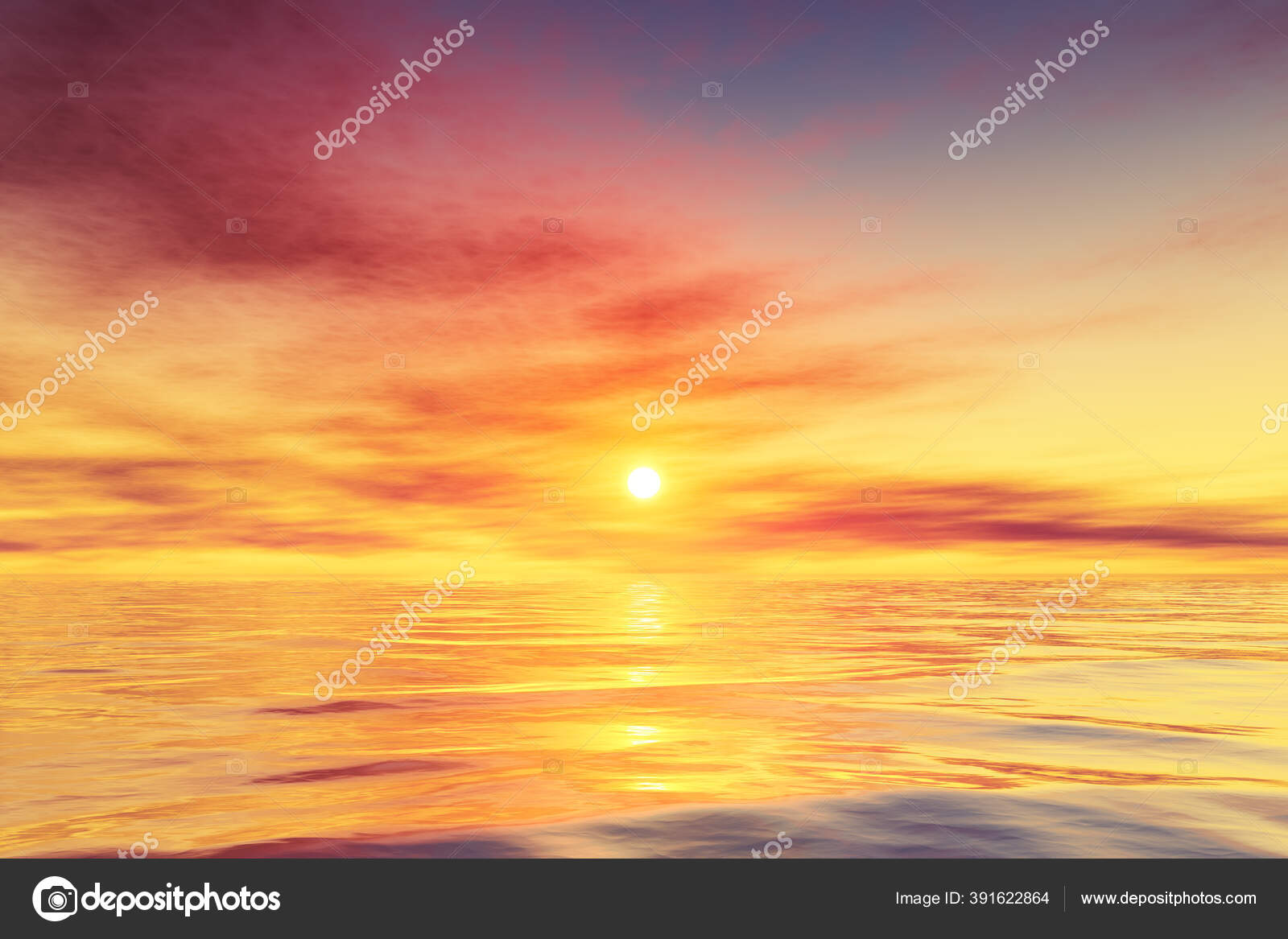 Beautiful Ocean Water Sunset Background Illustration — Stock Photo ...