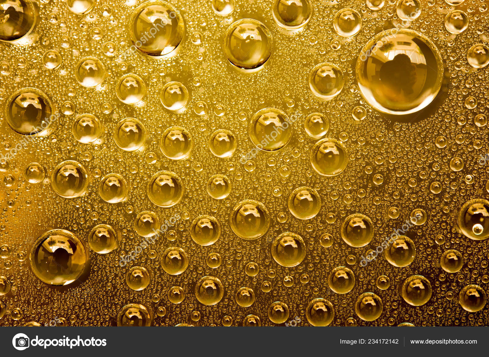 Water Drops Gold Background Close Stock Photo by ©szefei 234172142