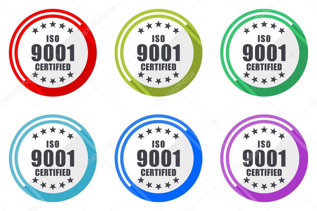 Iso 9001 editable colección de iconos de vector plano, botones web ...
