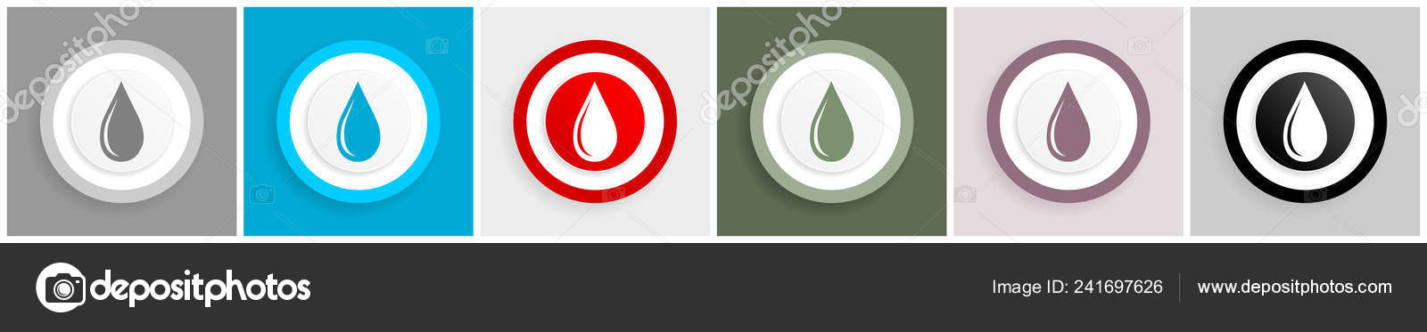 Water Drop Icon Set Vector Illustrations Options Web Design Mobile ...