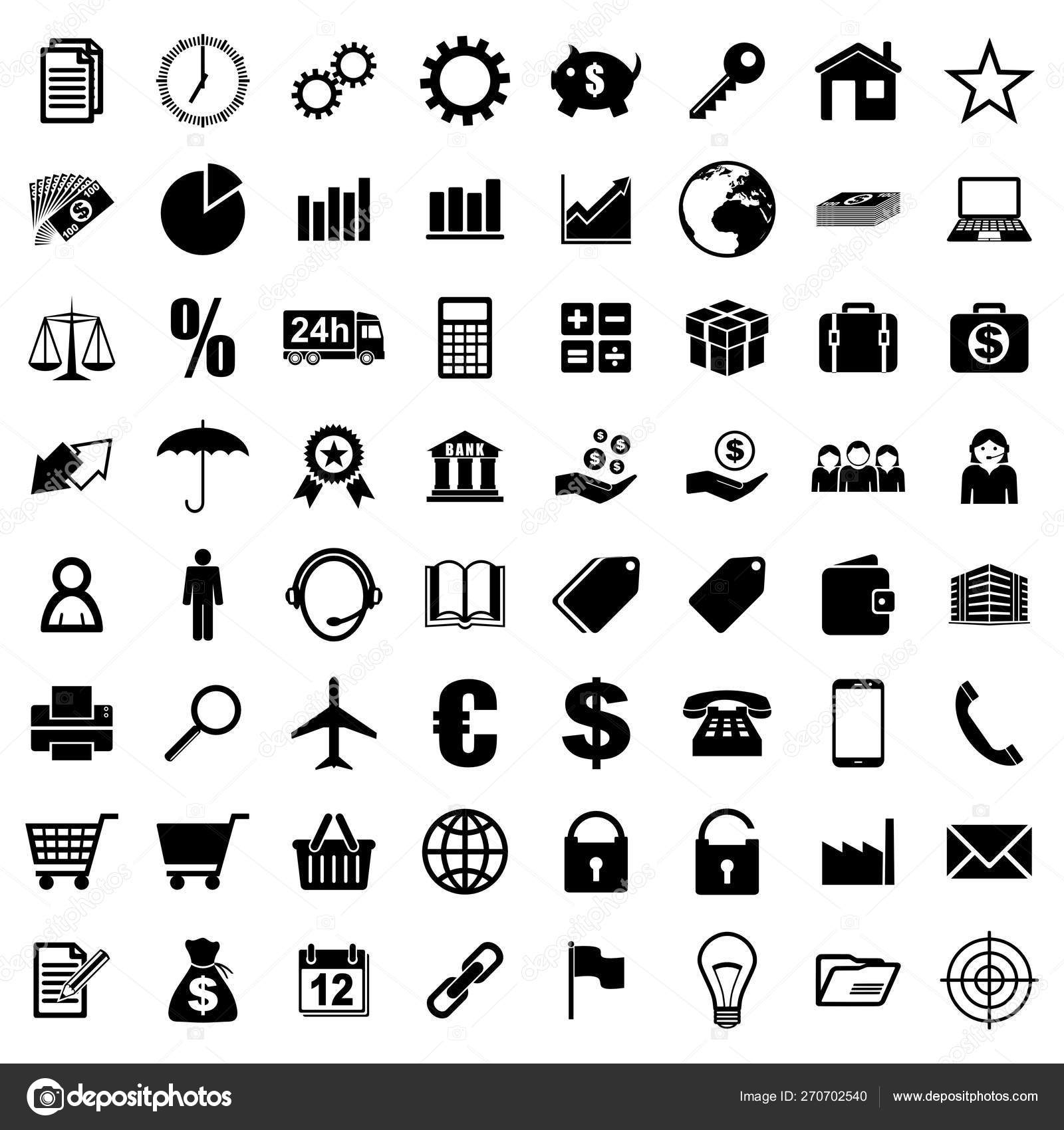 Business black vector icons isolated on white background Stock Vector ...