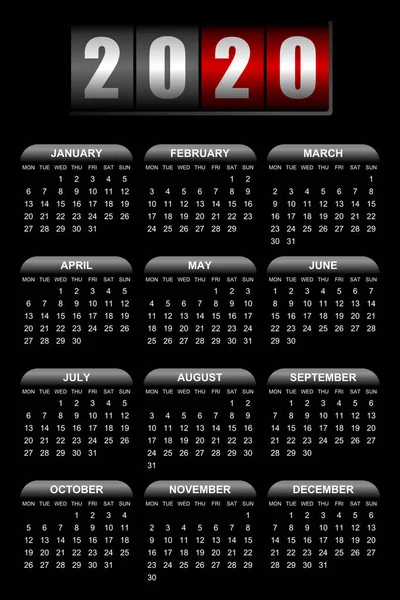 Ten Years Simple Editable Vector Calendars Year 2019 2020 2021 Stock ...