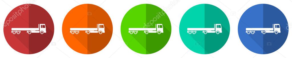 Camión con conjunto de iconos de semirremolque largo, transporte ...
