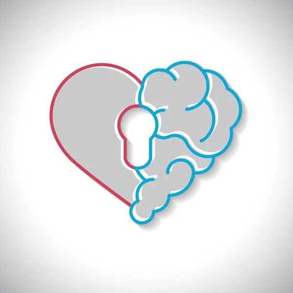 Emotional Brain Lock Security Broken Heart Brain Key Hall Vector Stock ...