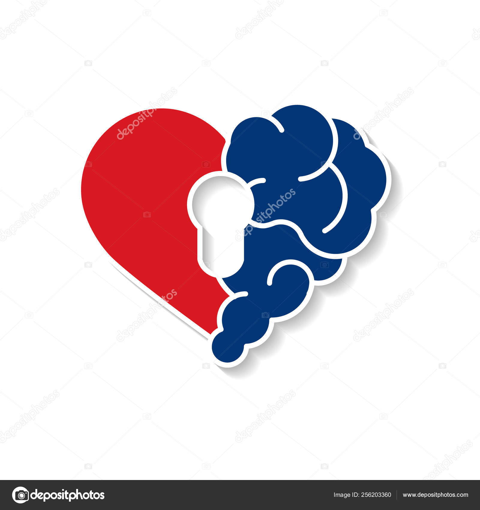Emotional Brain Lock Security Broken Heart Brain Key Hall Vector Stock ...