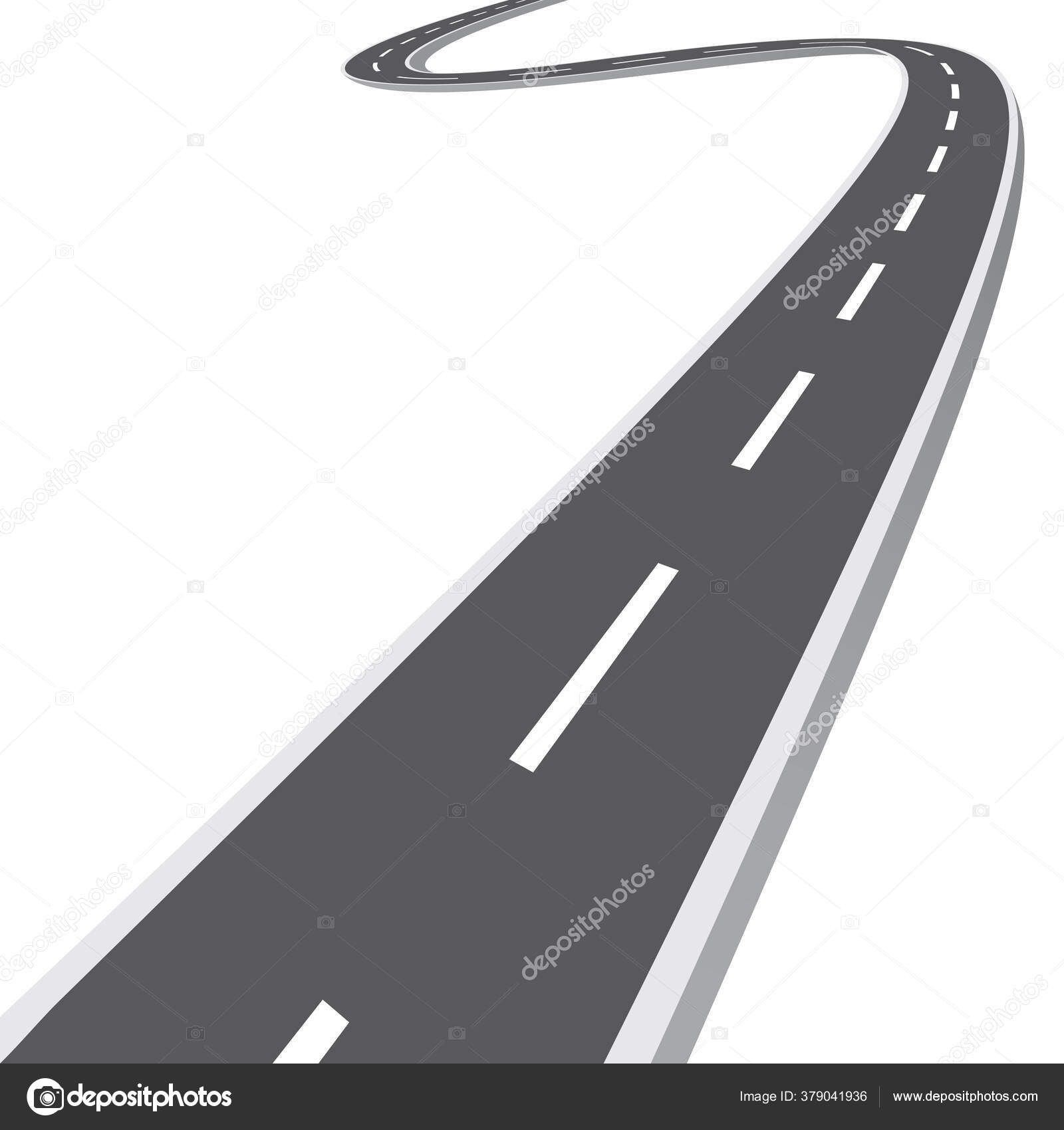 Carretera Curva Carretera Con Marcas Blancas Ilustración Vectorial ...