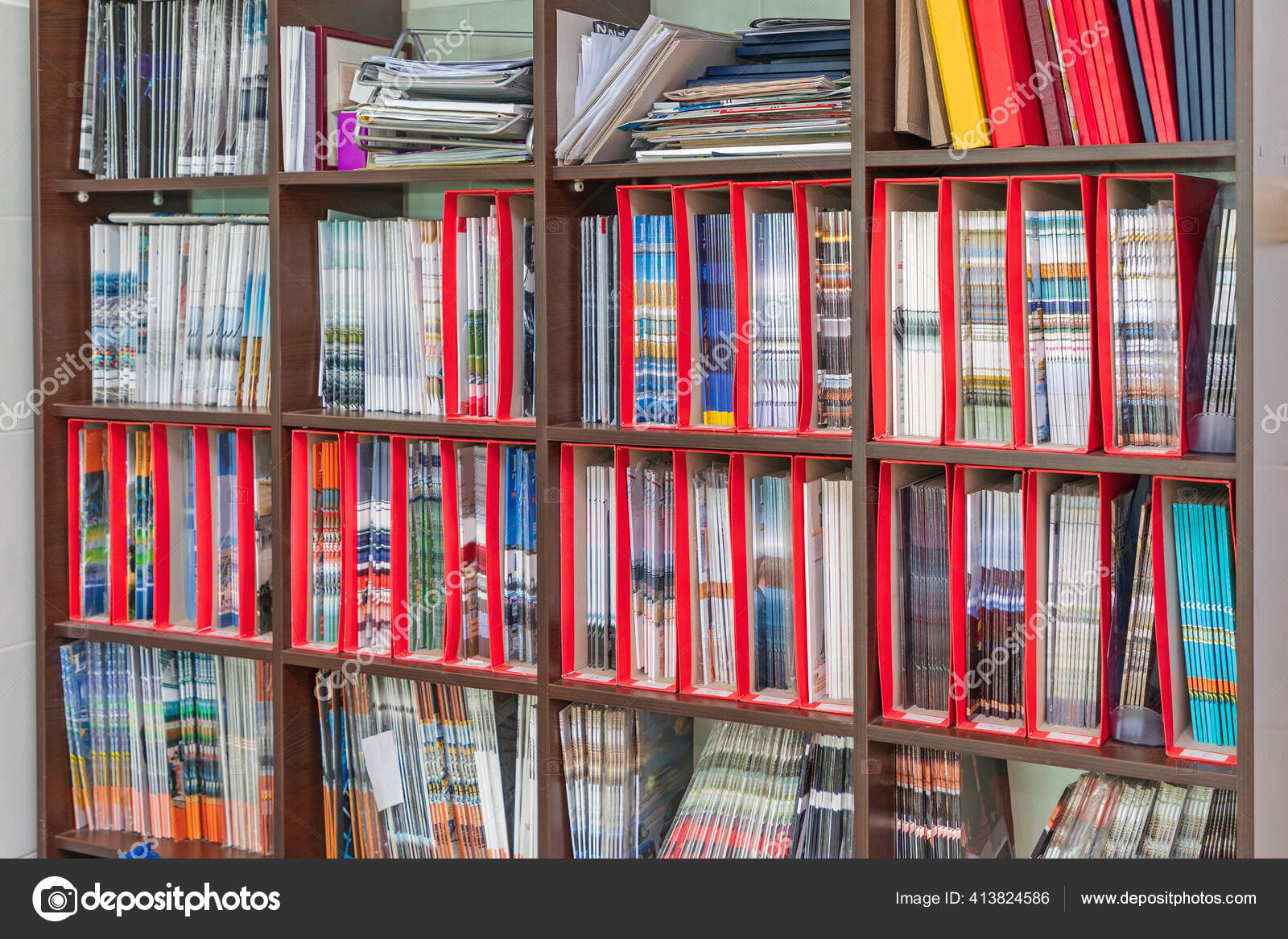 Magazines Collection Book Shelf Library Storage — Stock Photo ...