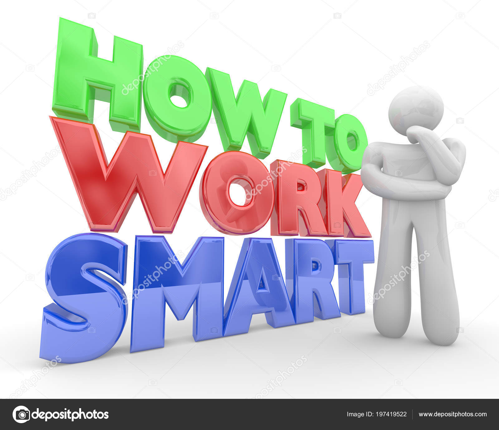 How Work Smart Thinker Person Words Render Illustration — Stock Photo ...