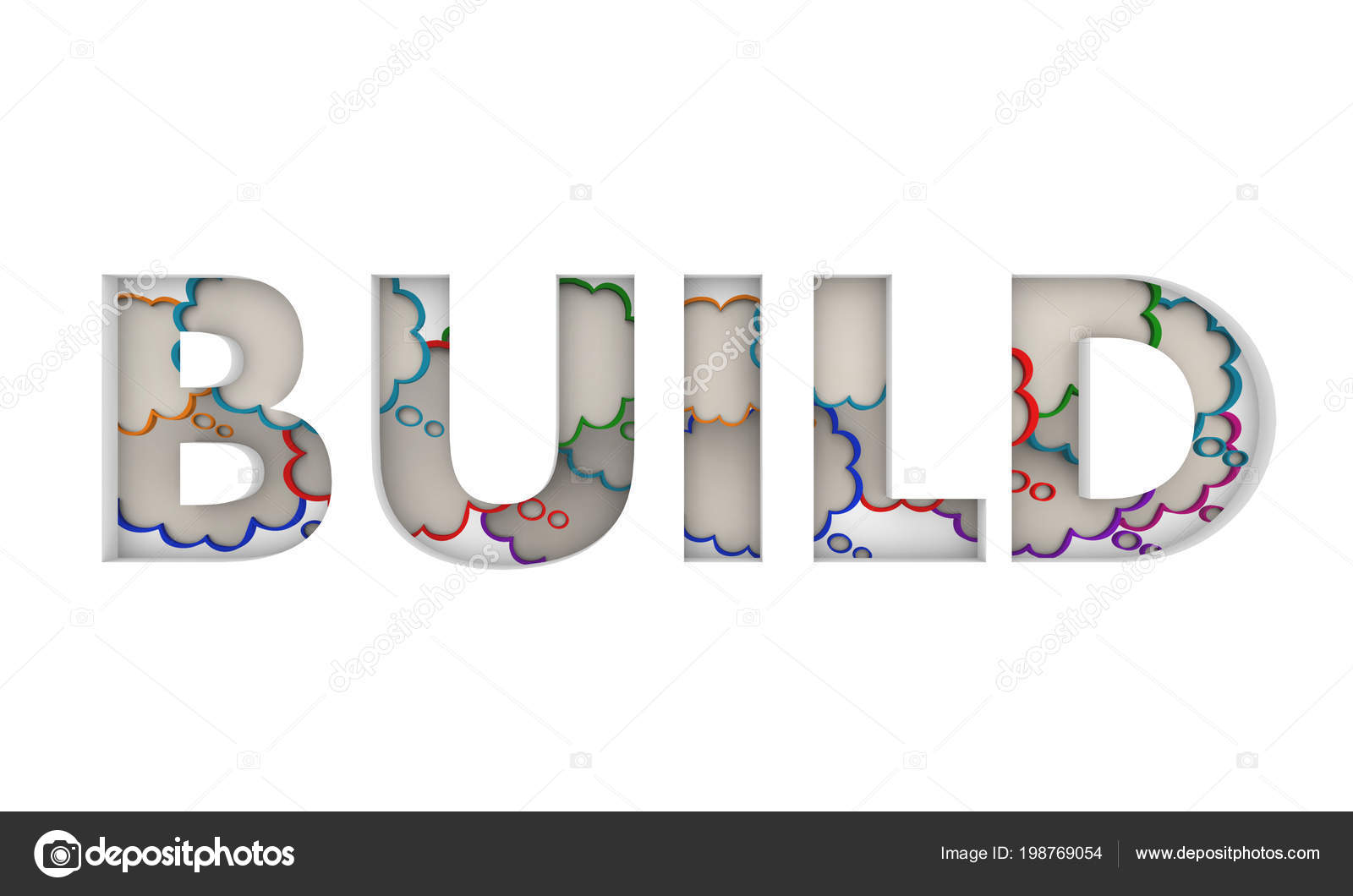 Creative Build Lettering Isolated White Background Stock Photo by ...