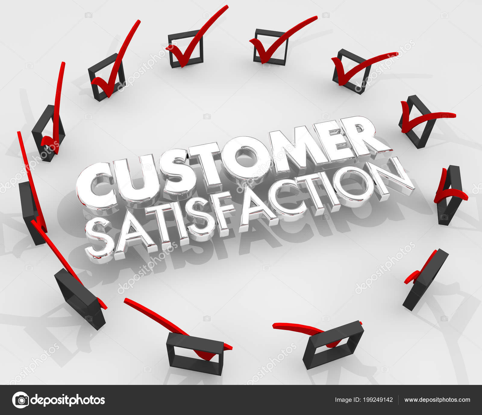 Customer Satisfaction Check Marks Boxes Render Illustration — Stock ...