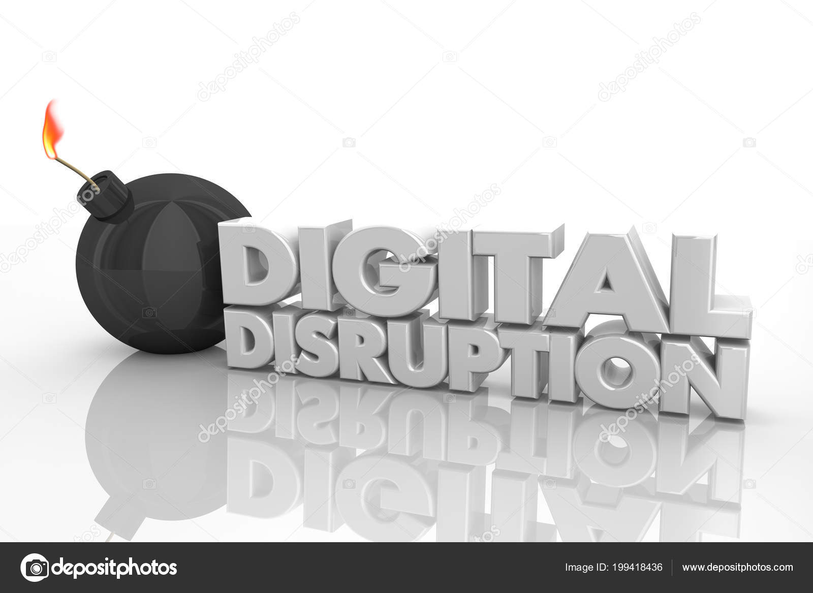 Digital Disruption Bomb Explosive Change Render Illustration — Stock ...