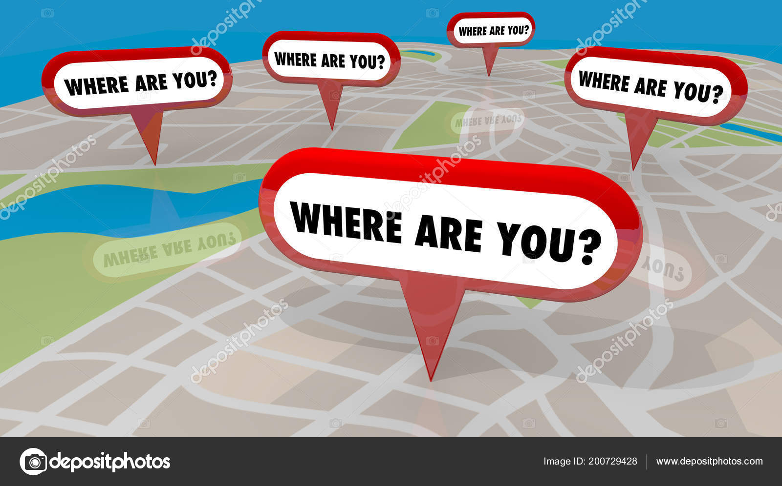You Map Pins Locations Lost Render Illustration — Stok Foto © iqoncept ...
