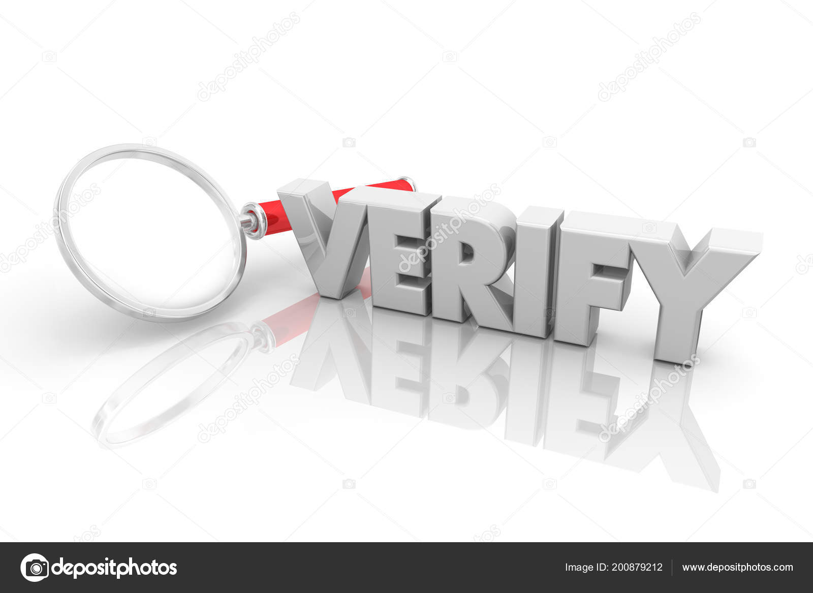 Verify Magnifying Glass Check Facts Research Render Illustration ...