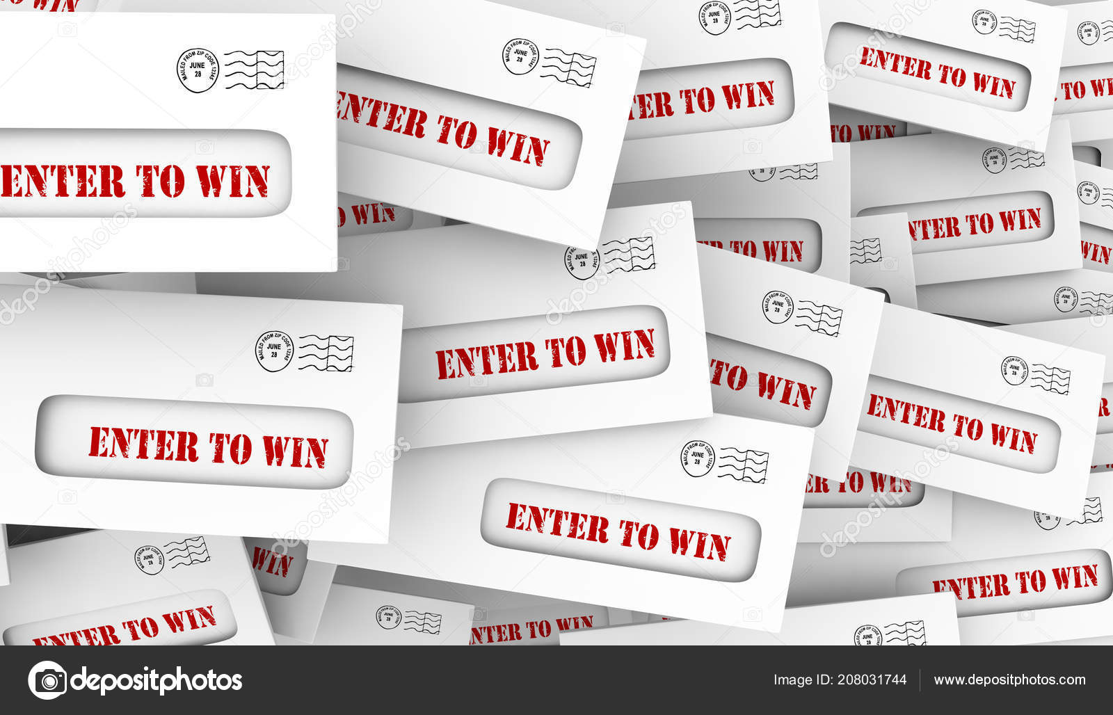 Enter Win Submit Entry Contest Raffle Envelopes Illustration — Stock ...