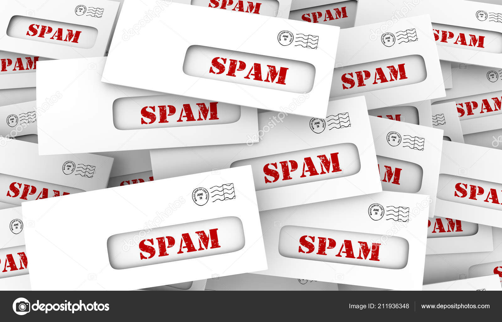 Spam Junk Mail Pile Unwanted Marketing Letters — Stock Photo © iqoncept #211936348