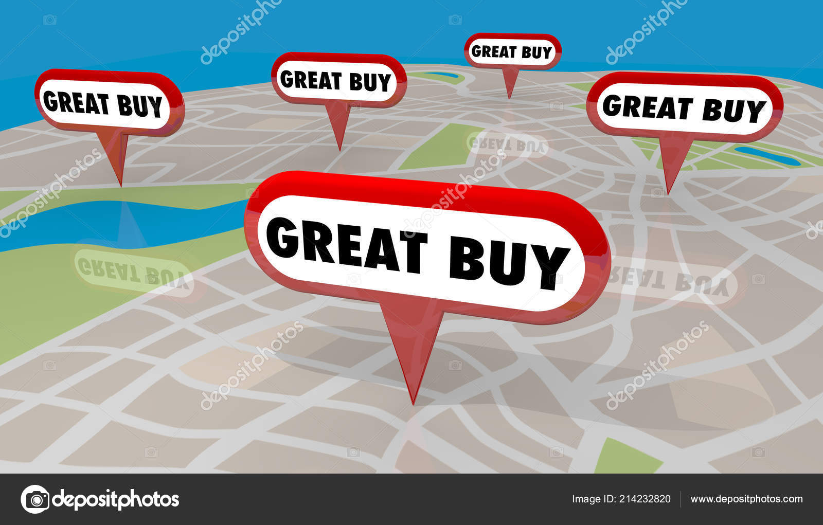 Great Buys Good Locations Properties Homes Map Pins Illustration ...
