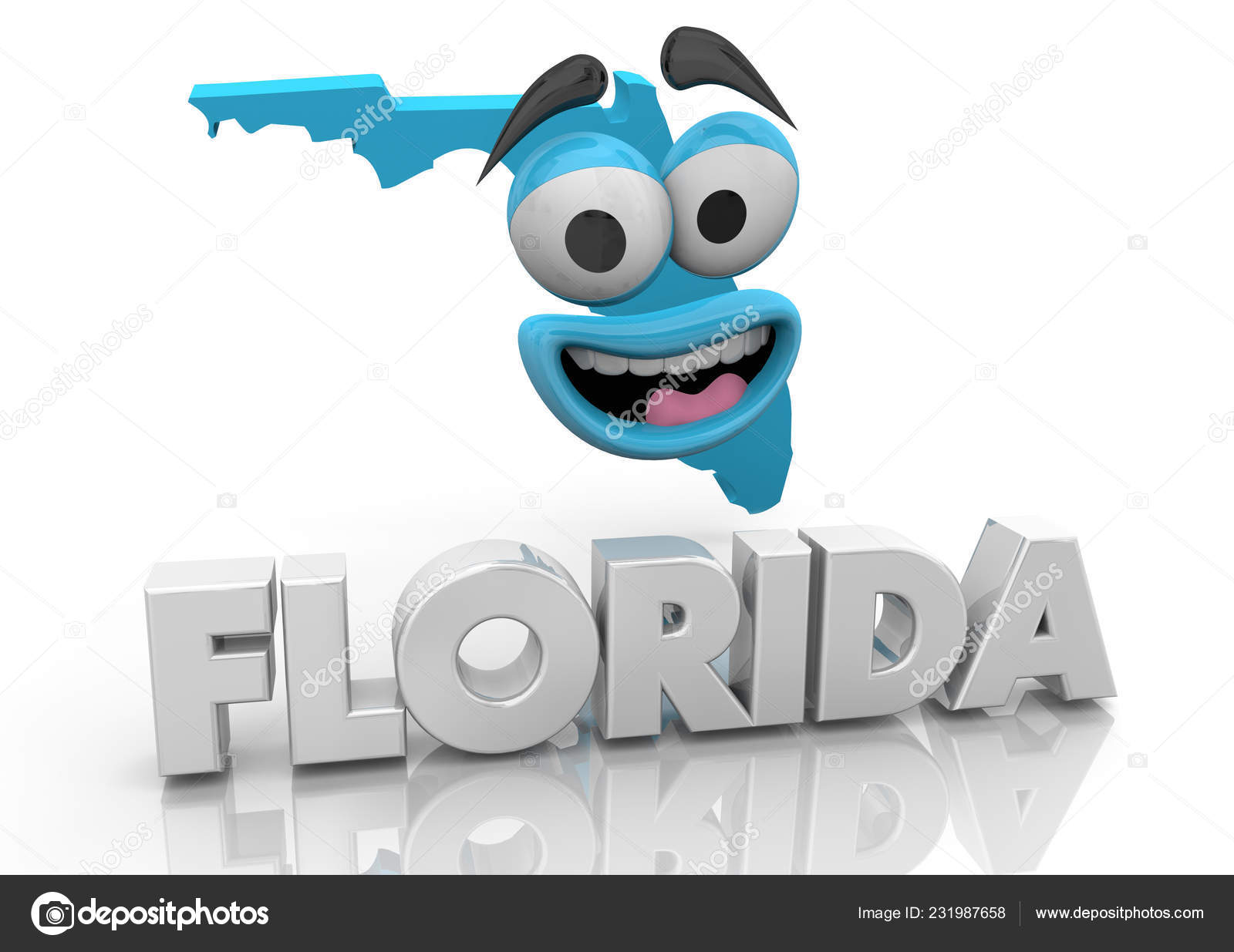 Florida State Map Cartoon Face Word Illustration Stock Illustration by ...