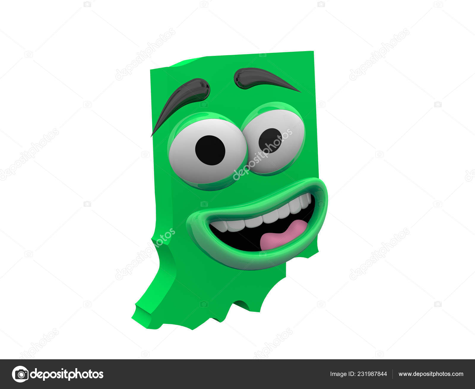 Indiana State Map Eyes Mouth Funny Cartoon Face Illustration Stock ...