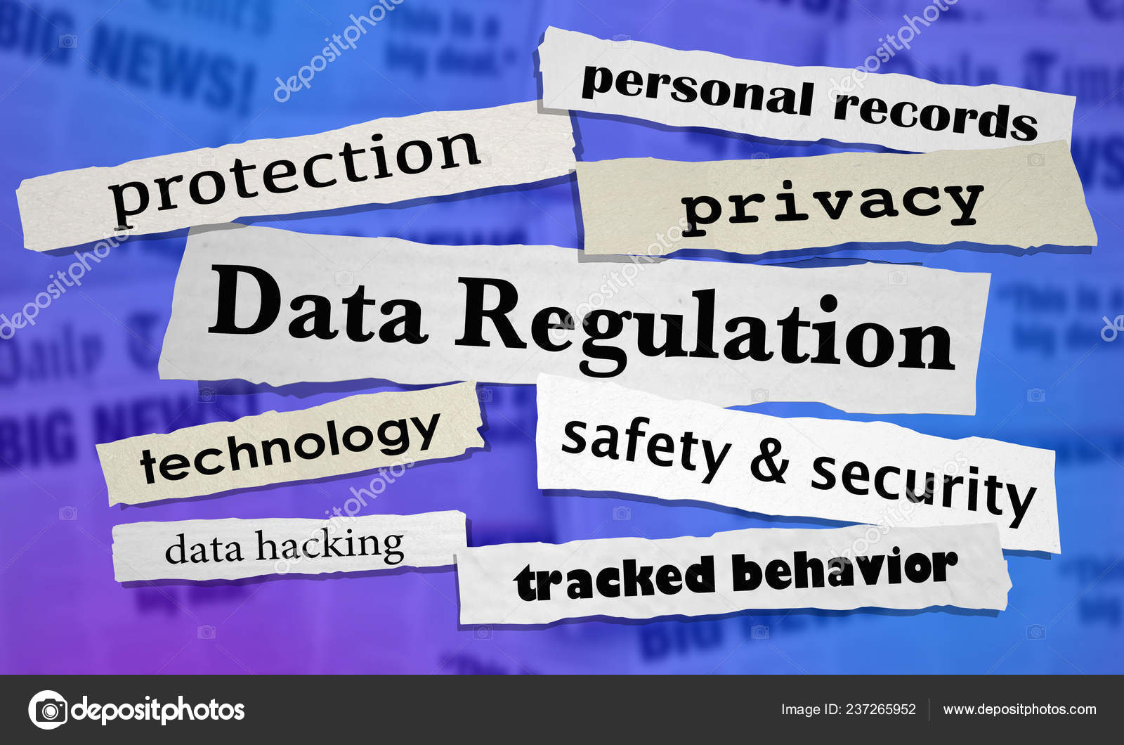 Data Regulation Newspaper Headlines Illustration Stock Photo by ...