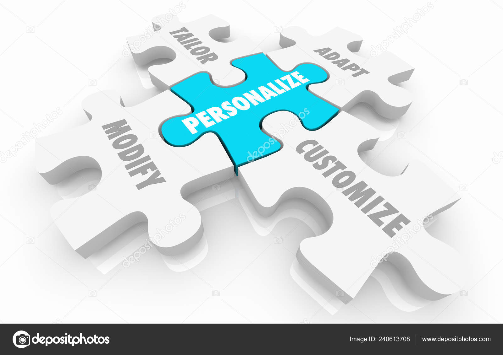 Personalize Customize Unique Puzzle Pieces Words Illustration — Stock ...