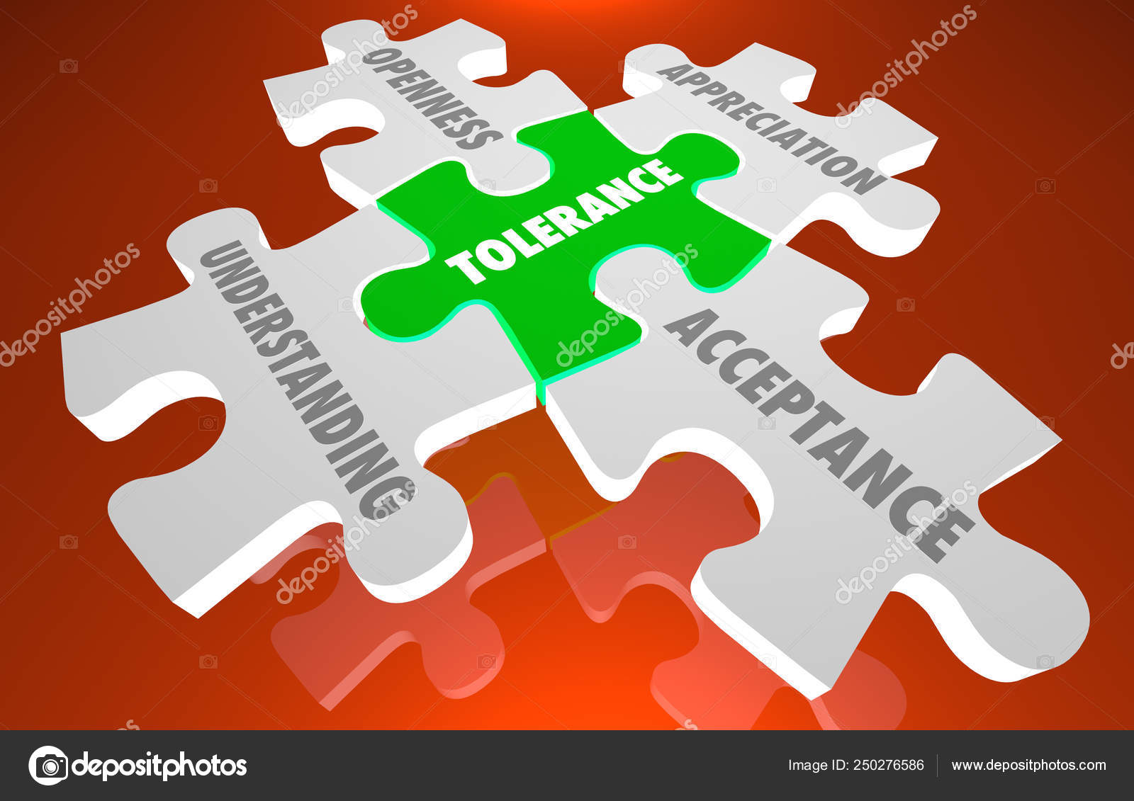 Tolerance Acceptance Oppenness Appreciation Puzzle Pieces 3d ...