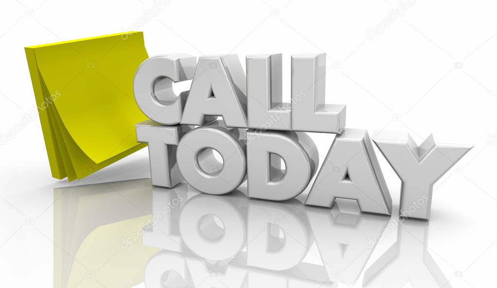 Ll menos hoy Cont ctenos Ahora Nota Adhesiva Recordatorio Ilustraci n 3d 2024