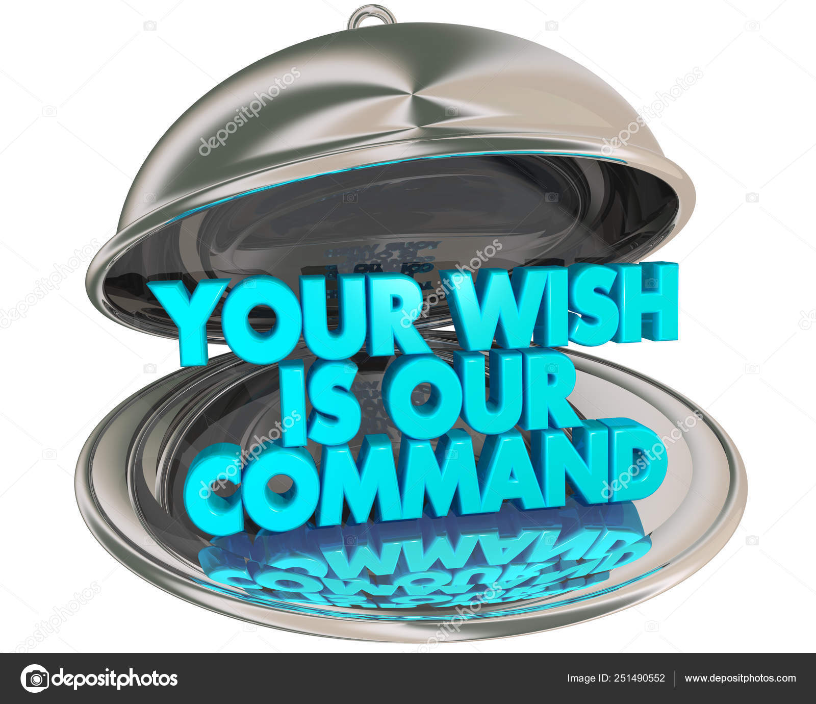 Your Wish is Our Command Silver Platter Words 3d Illustration Stock ...