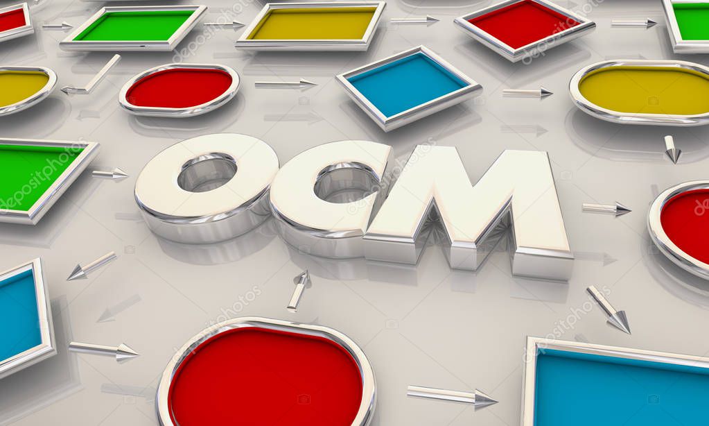 OCM cambio organizacional gestión proceso mapa siglas ilustración 3d 2023
