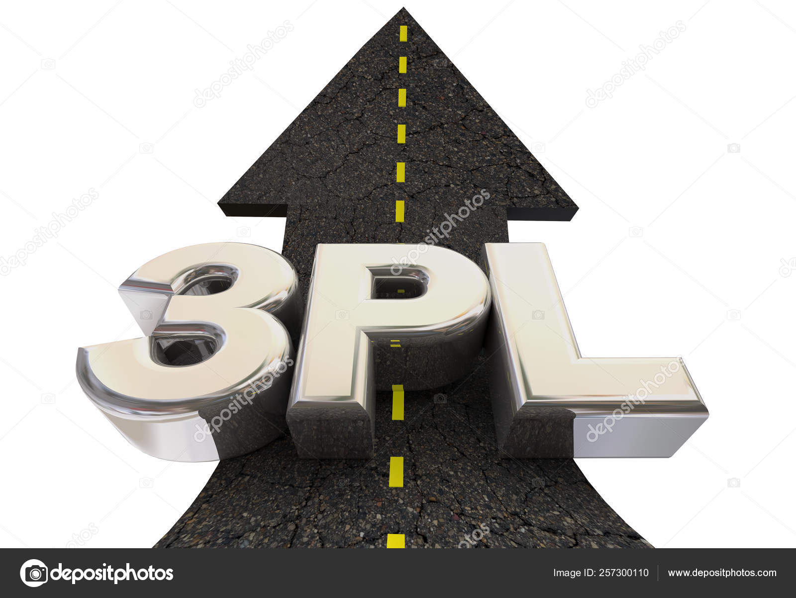 3PL Third Party Logistics Company Service Road Arrow 3d Illustration ...