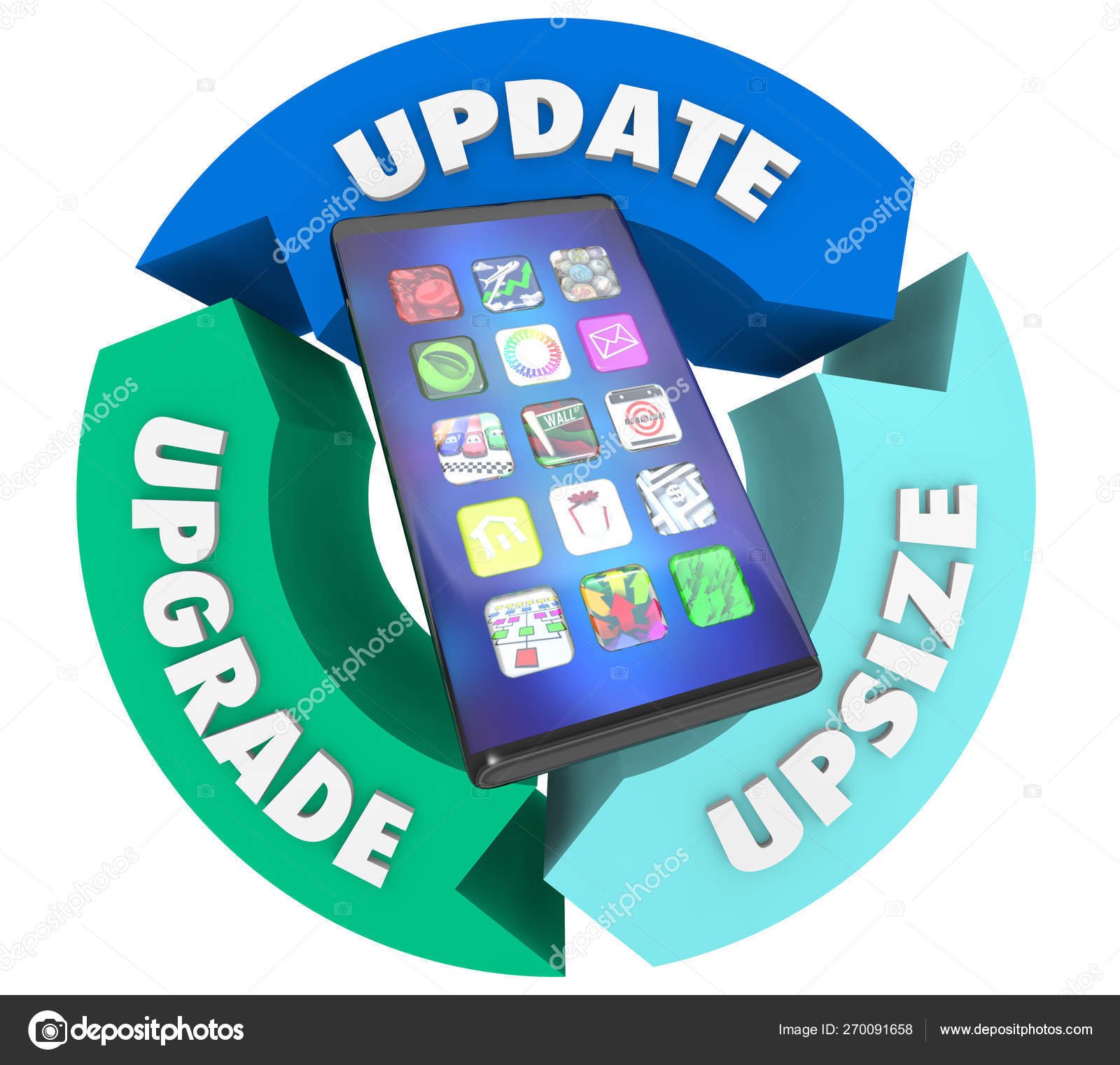 New Cell Phone Upgrade Update Upsize 3d Illustration Stock Photo by ...