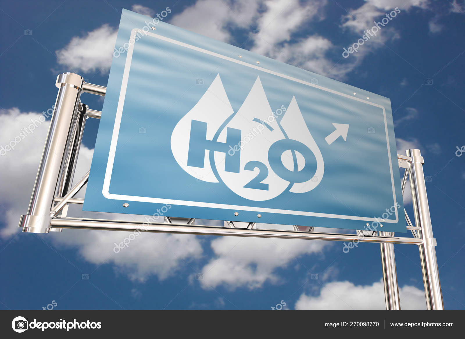 Water H20 Drinkable Clean Resource Freeway Sign 3d Illustration — Stock ...