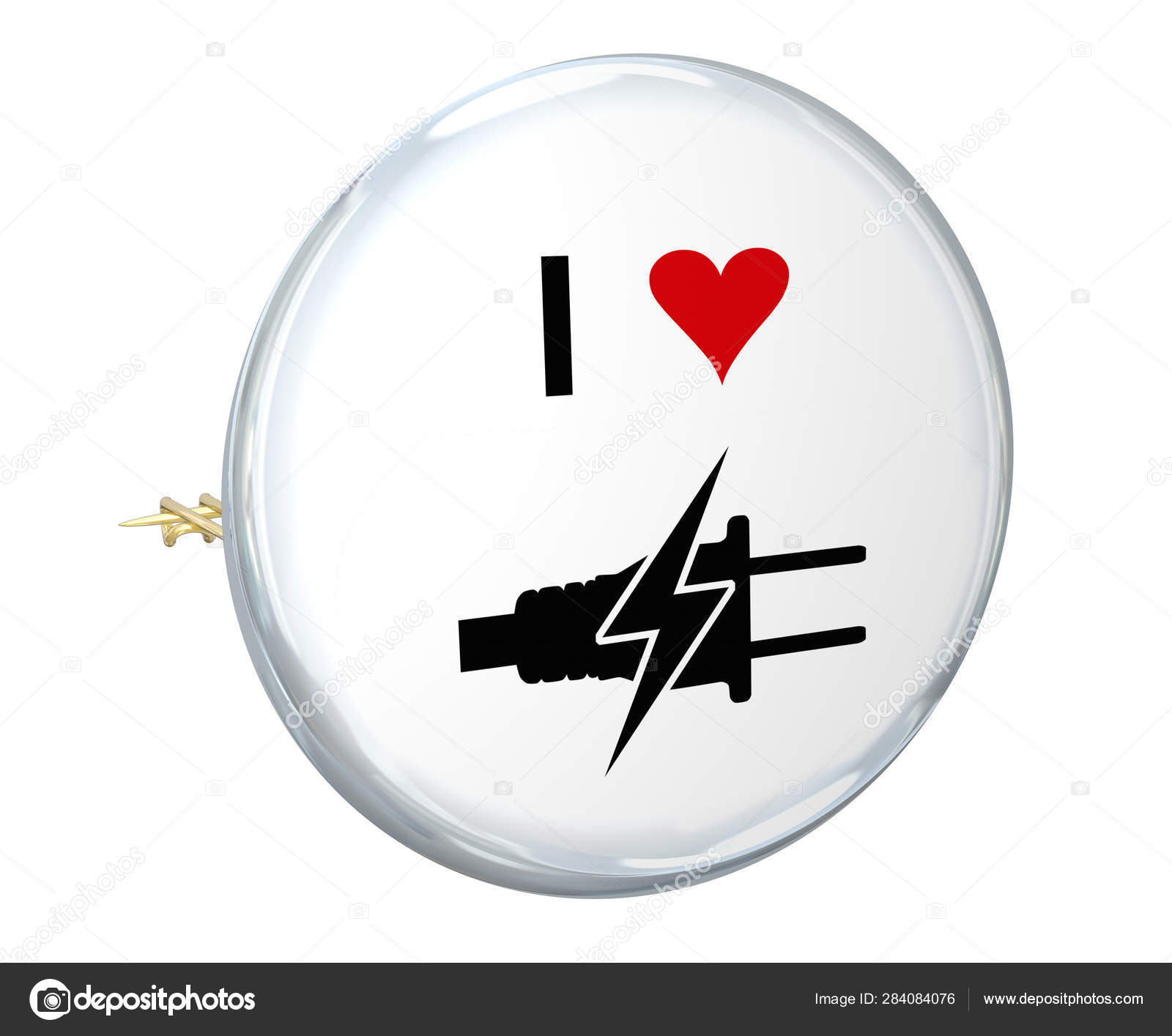 Electricity Power Energy Plug I Love Heart Power Symbol Icon 3d ...