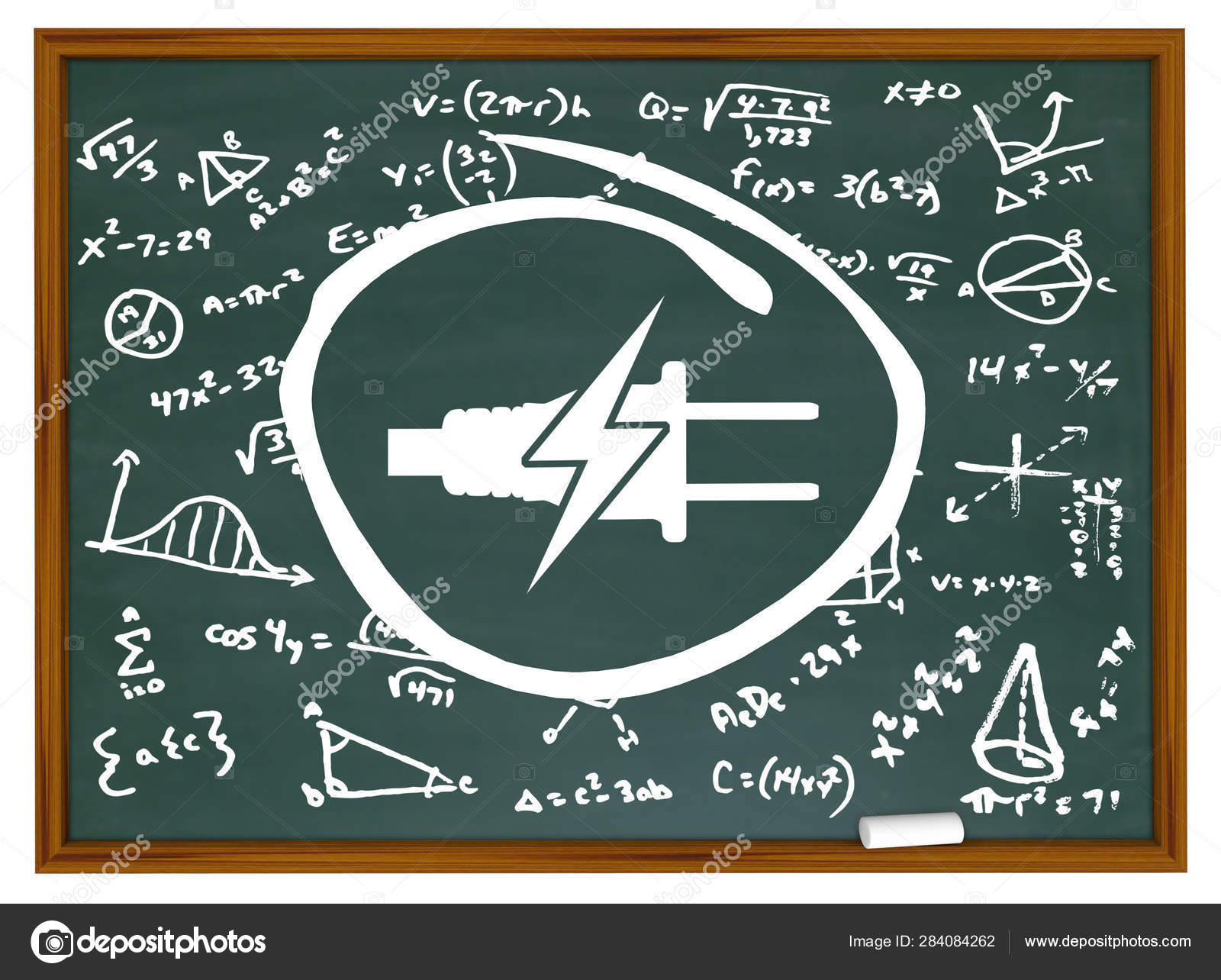 Electricity Power Energy Plug Chalkboard Formula Science Symbol Icon 3d ...