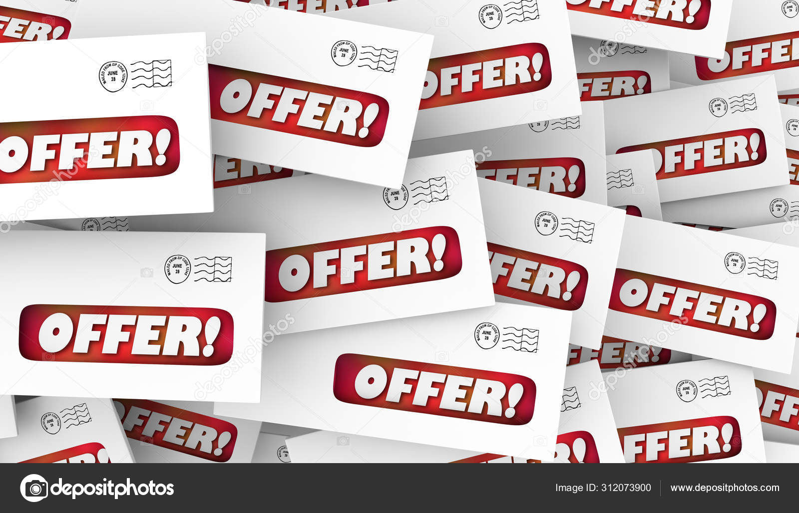 Offers Envelopes Special Deal Message Letter 3d Illustration — Stock ...