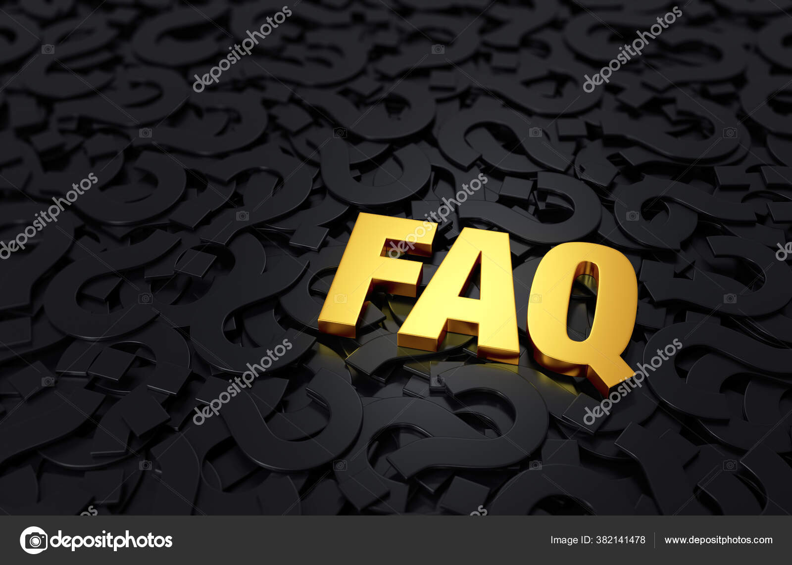 Illustration Brightly Shining Gold Faq Standing Out Sea Black Question ...
