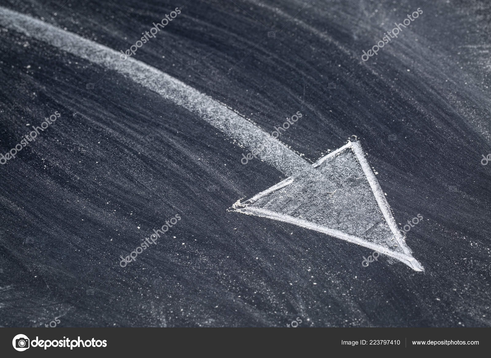 Arrow White Chalk Messy Blackboard Copy Space Stock Photo by ...